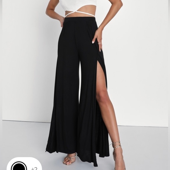 Lulus | Pants & Jumpsuits | Lulus Wide Leg Black Slit Pants | Poshmark